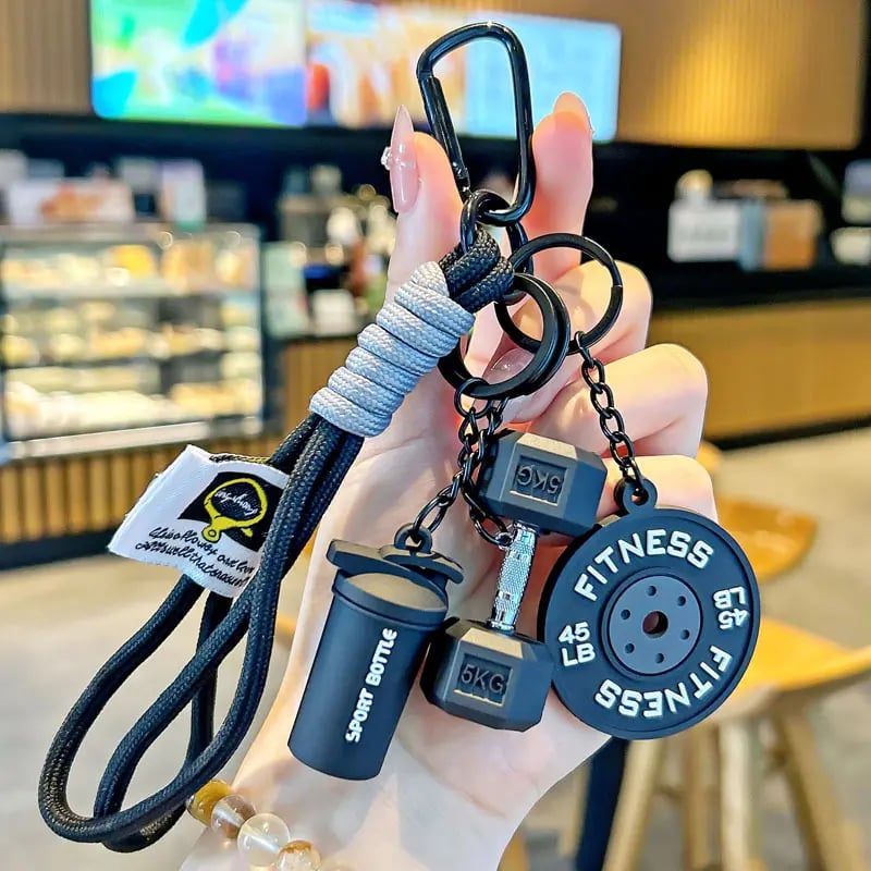 💪 Fitness Keychain Set – Dumbbell, Kettlebell & Weight Plate Pendant ...